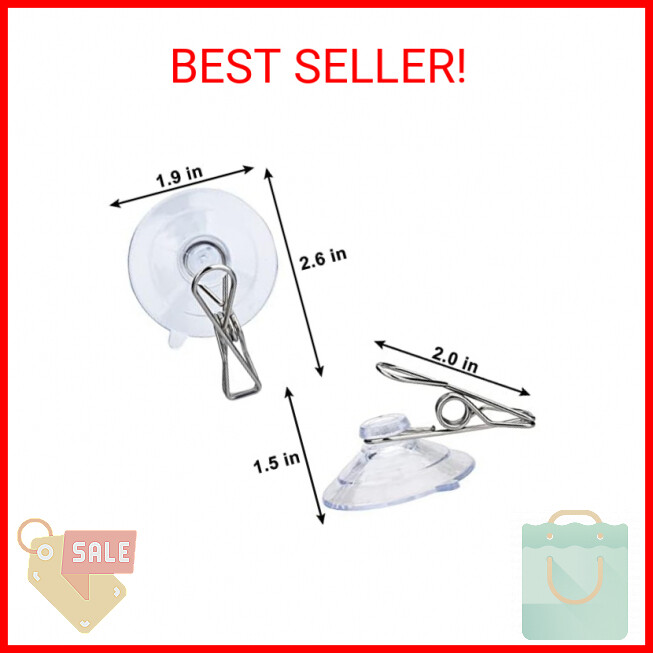 20 Pack Suction Cup Clips for Windows Clear 2" Suction Cups with Clips ...