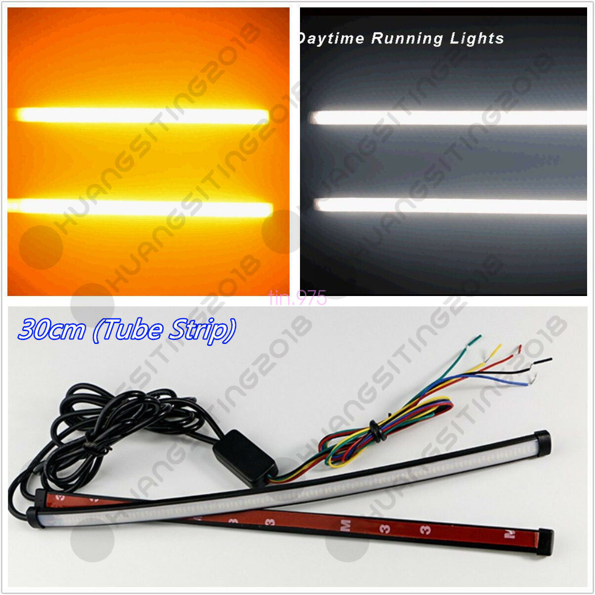 Switchback Flowing 30cm Car DRL LED Light Strip Tube Sequential Turn ...