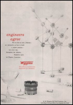 1957 E. B. Wiggins Oil Tool Co. Los Angeles Martini Glass Tinkertoys ...