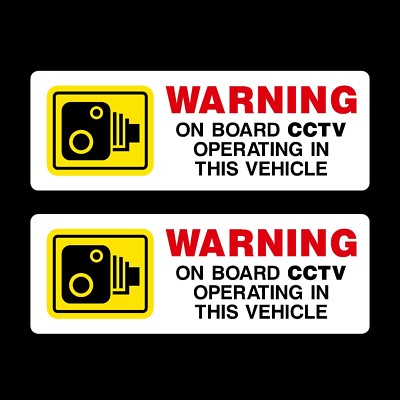 2 x Warning On Board CCTV Dashcam Operating - Security Sign - Car, Vans ...