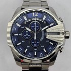 DIESEL MEGA CHIEF MEN'S WATCH SILVER TONE STAINLESS CHRONOGRAPH BLUE ...