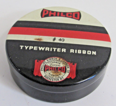 Vintage PHILCO Round Typewriter Ribbon Tin Advertising Rochester NY ...