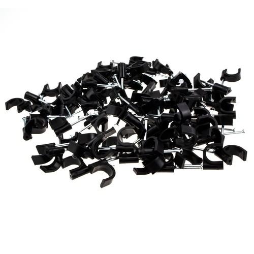 100 x Round Cable Clips Ethernet Phone Aerial Electrical Lead 5mm/6mm ...