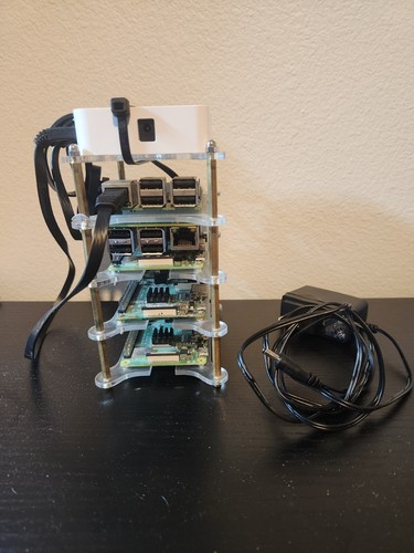 4x Raspberry Pi Cluster With Case and Ethernet Hub (3x Model 3B 1x ...