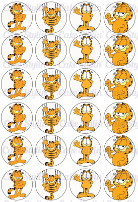 24 x GARFIELD Edible Wafer Paper Cupcake Toppers BIRTHDAY Cake Image ...