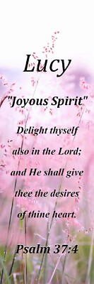 Lucy "Joyous Spirit" Keepsake Name Meaning Bookmark with Bible Verse ...