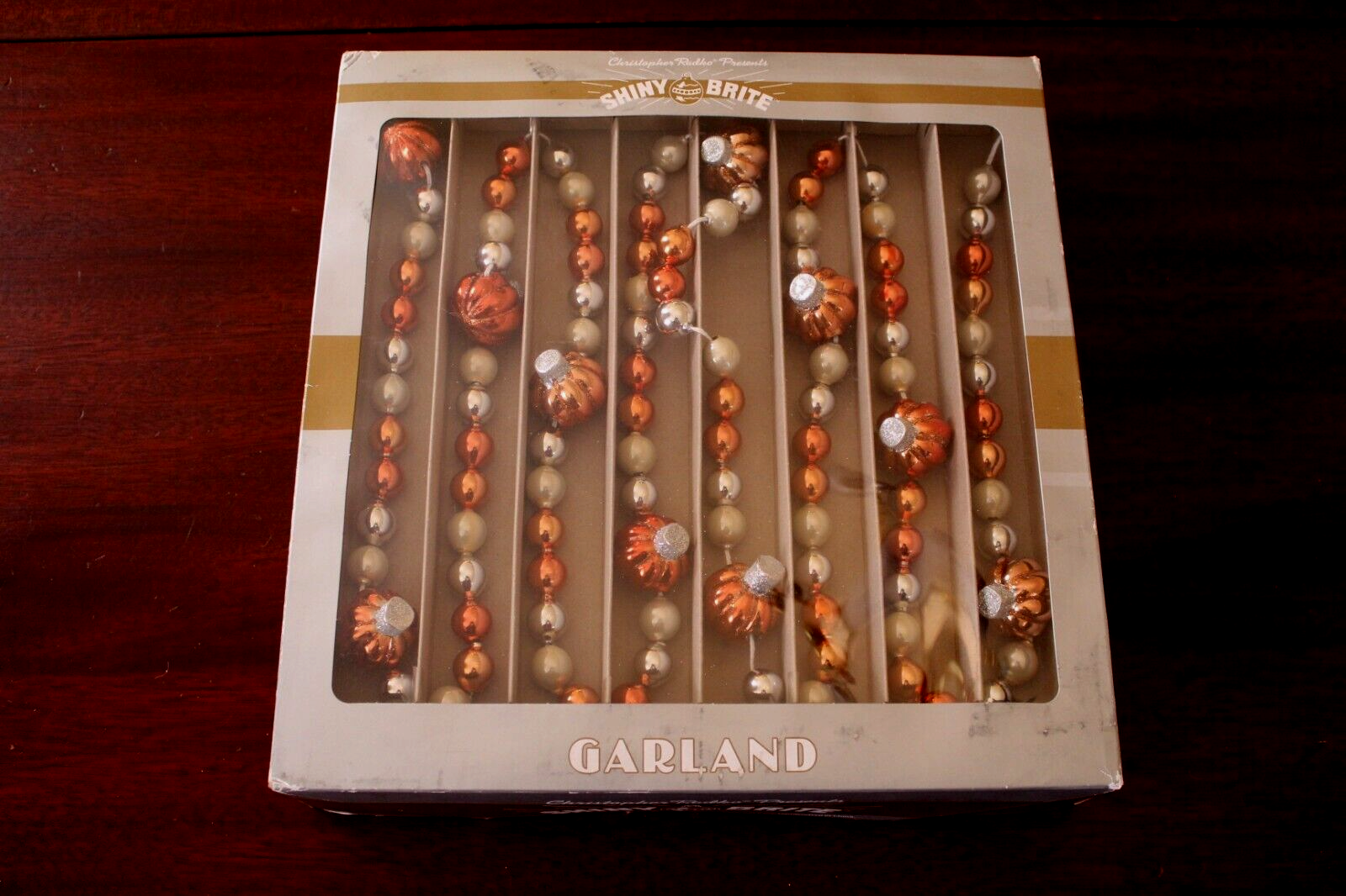 new shiny brite holiday pumpkin glass garland christopher radko | eBay