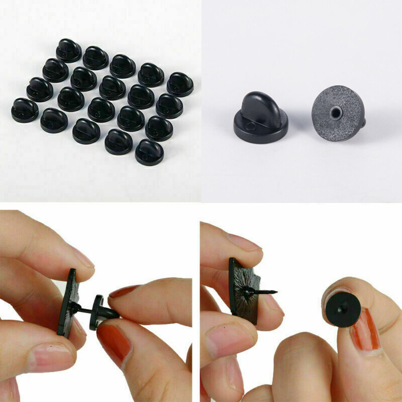 25 X Lapel Pin Rubber Pin Backs Safety Brooch Tie Back Hat Badge ...