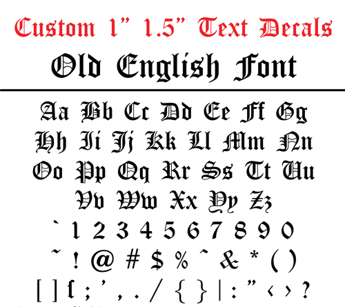 OLD ENGLISH Personalized Custom Text Vinyl Letter Sticker Permanent ...