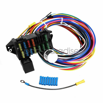 Universal 14 Fuse 12-14 Circuit Wiring Harness For StreetRod Race GXL ...