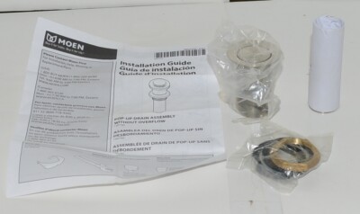 Moen 140780BN Push Lock Drain Assembly Brushed Nickel Without Overflow ...