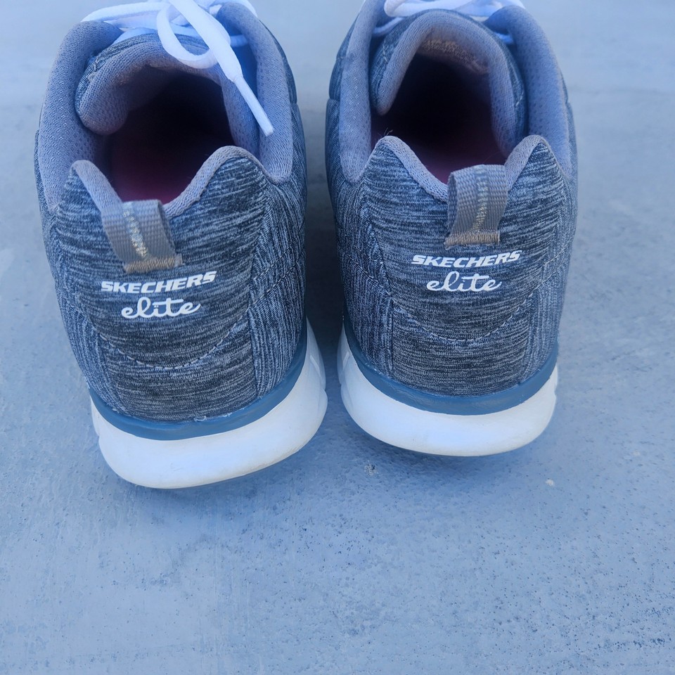 Skechers Flex Elite Gray Fabric Outer Machine Washable Sneakers Women’s ...