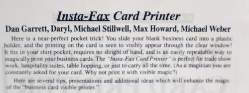 Vintage Collectible Insta-FAX Card Printer by Dan Garrett Magic Trick ...