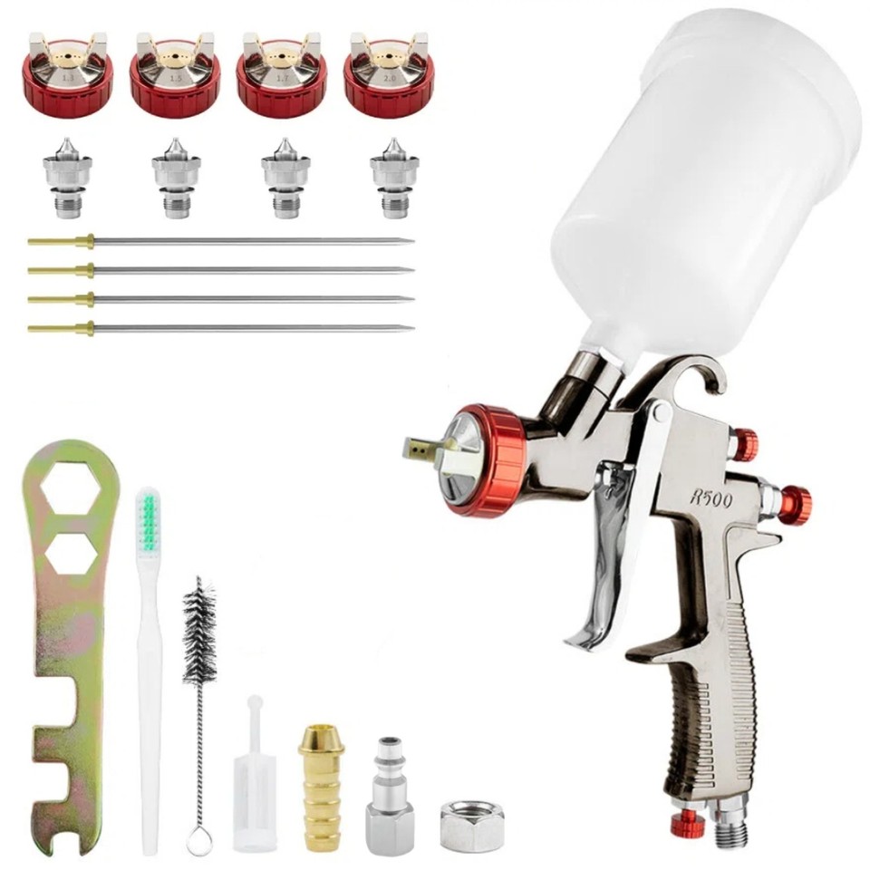 R500 Air Spray Gun Gravity Feed LVLP Car Paint Gun 1.3/1.5/1.7/2.0mm ...