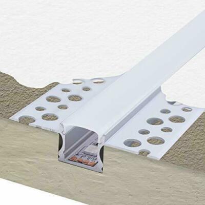 12M Emco Aluminium Plaster In Strip Profile Recessed PVC Cover Rail LED ...