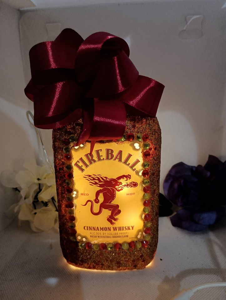 Bedazzled Sparkly Battery Operated Decorative Liquor Bottle (Fireball ...