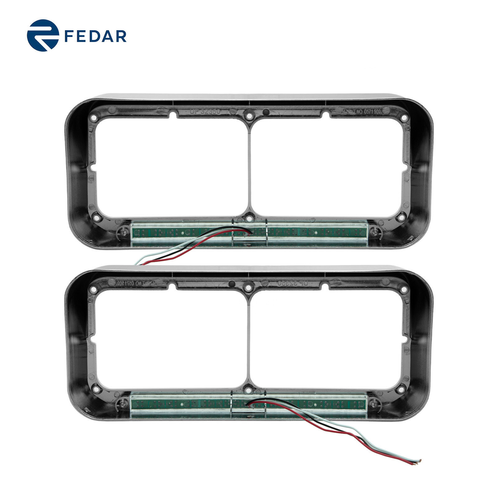 2 Pcs 4 x 6 Chrome Headlamp Visor Bezels w/ Amber LED Bar-Clear Len | eBay