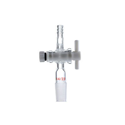 14/23 Glass Vacuum Adapter Straight Hose Connection PTFE Stopcock Lab ...