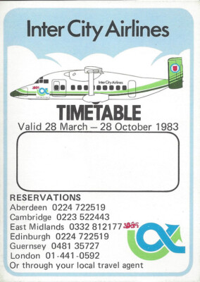 Inter City Airlines system timetable 3/28/83 [1021] Buy 4+ save 25% | eBay