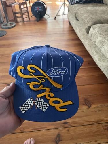 Ford Racing Cap Hat Checkered Flags Pinstripe | eBay