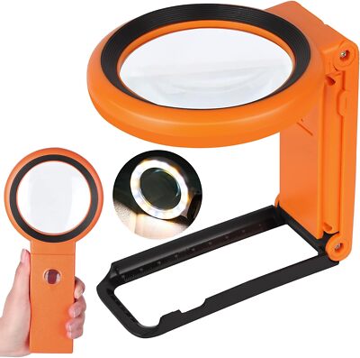 30X 40X Magnifying Glass with Light and Stand, Foldable Handheld ...