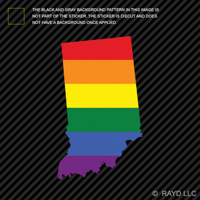 Indiana State Shaped Gay Pride Rainbow Flag Sticker Vinyl Decal LGBT IN ...