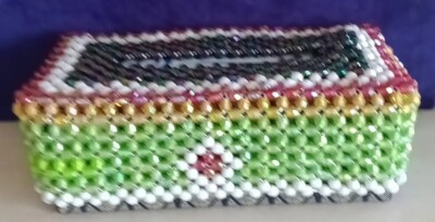 Vintage Handmade Beaded Tissue Box Cover | eBay