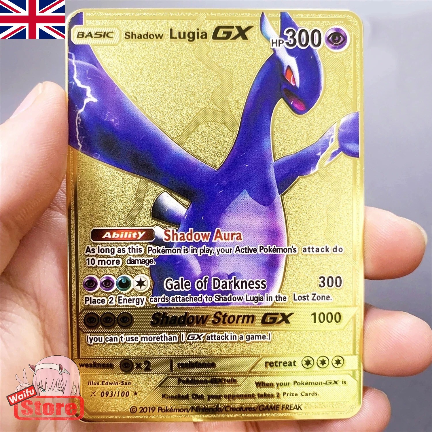 Pokemon Card SHADOW LUGIA GX Gold Pokemon Gold Metal Card CARTA IN ...