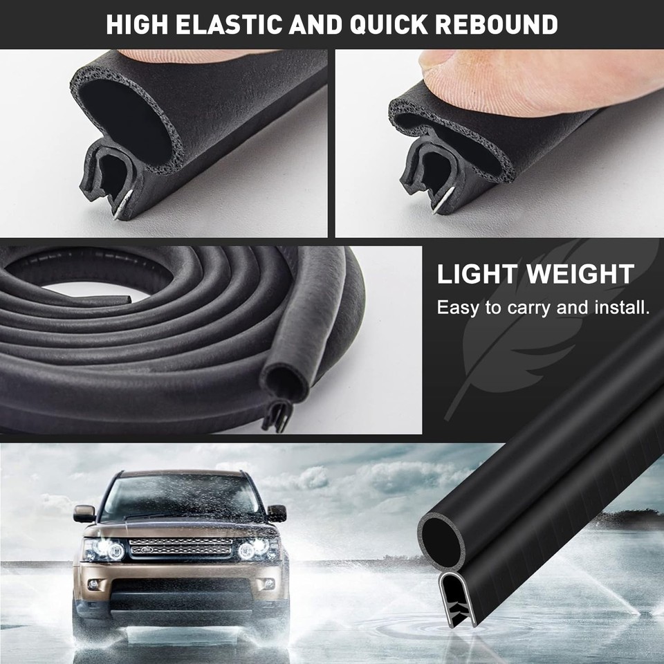 13FT (4M) Car Door Trim Edge Lock Guard Molding Rubber Seal Strip ...