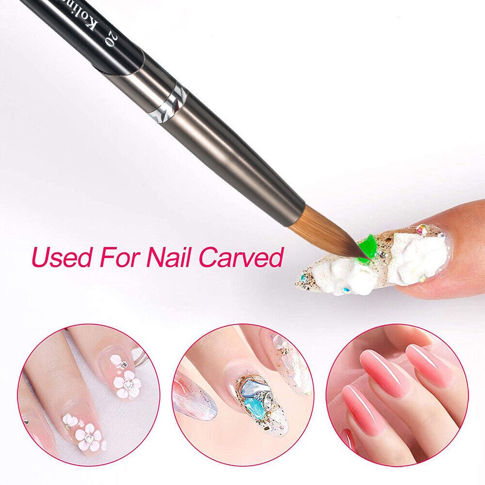 Size 16 Nail Art Brush - Professional Acrylic Gel Pen for Manicure Nail ...