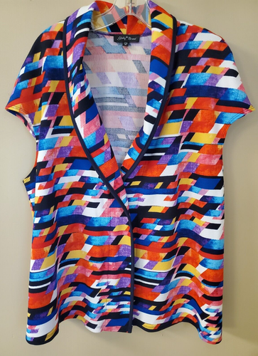 Slinky Brand Womens Cardigan Geometric Blouses Ladies HSN Open Front ...