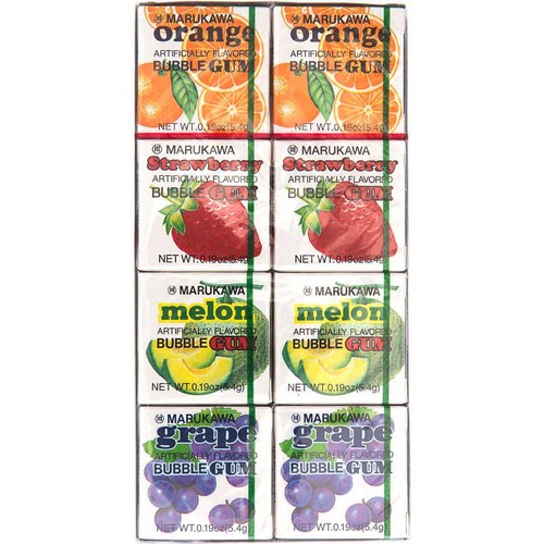 Marukawa Japan Marble Bubble Gum Orange Strawberry Melon Grape Flavor 8 ...