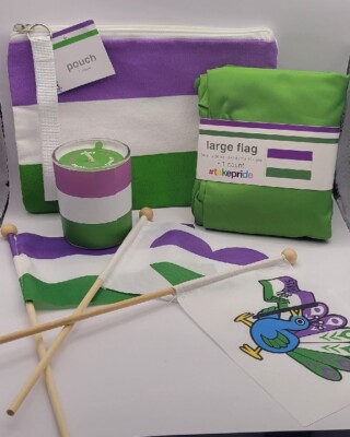 Pride Genderqueer Bundle - Flag 3x5 ft, 3 Mini Flags, Wristlet, Candle ...