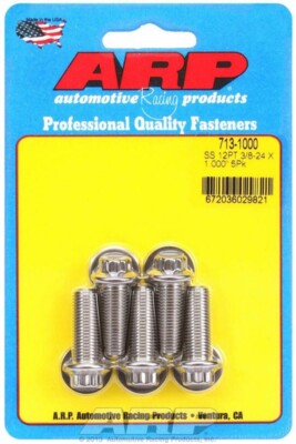 ARP 713-1000 Bolts, 3/8-24 in. 12-Point, Stainless Steel, Polished, RH ...