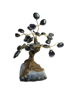 Hematite Gemstone Tree Handmade On A Crystal Base 4" Tall | eBay