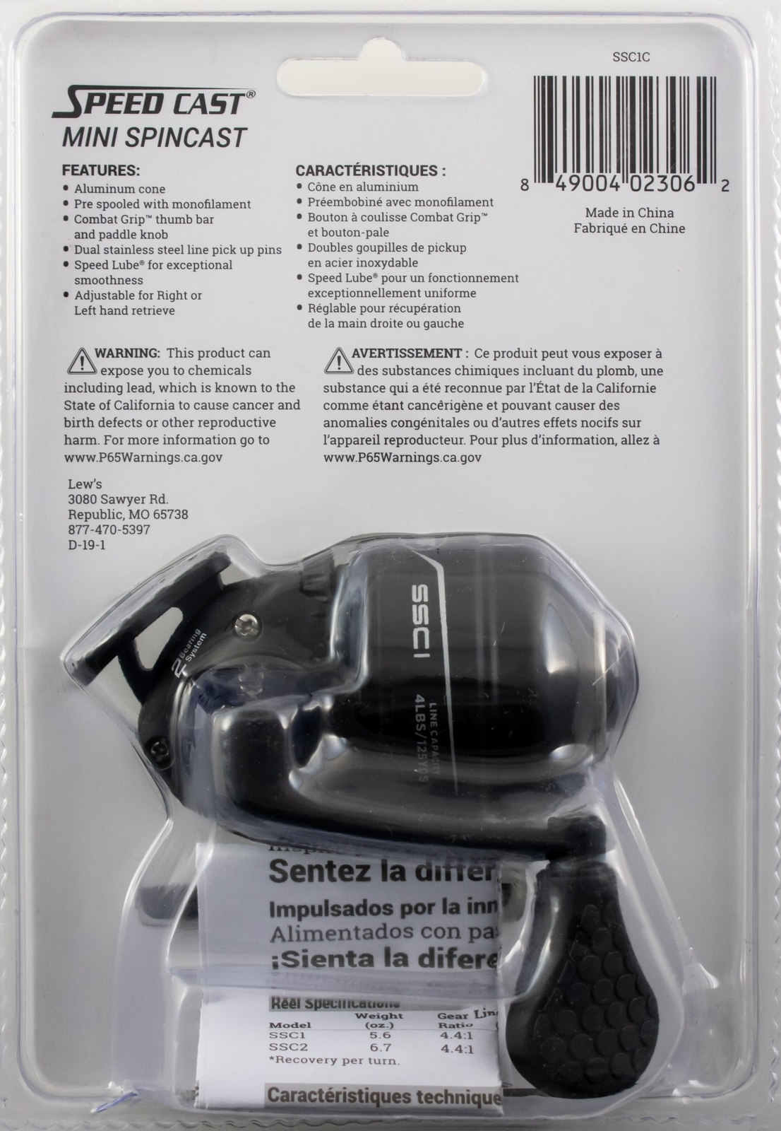 (LOT OF 2) LEW'S SPEED CAST SSC1C 4.4:1 GEAR RATIO SPINCAST REEL CLAM ...