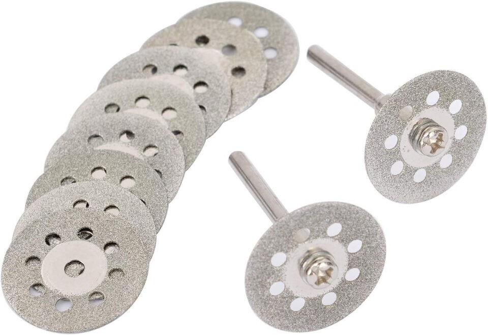10x Mini Diamond Cutting Discs Set Wheel Blades Drill Bit Dremel Rotary ...