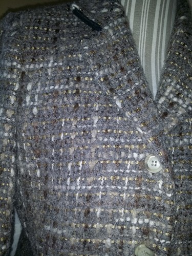 AUSTIN REED Womens Gray Woven Wool Blend Boucle Tweed Blazer Jacket Sz ...