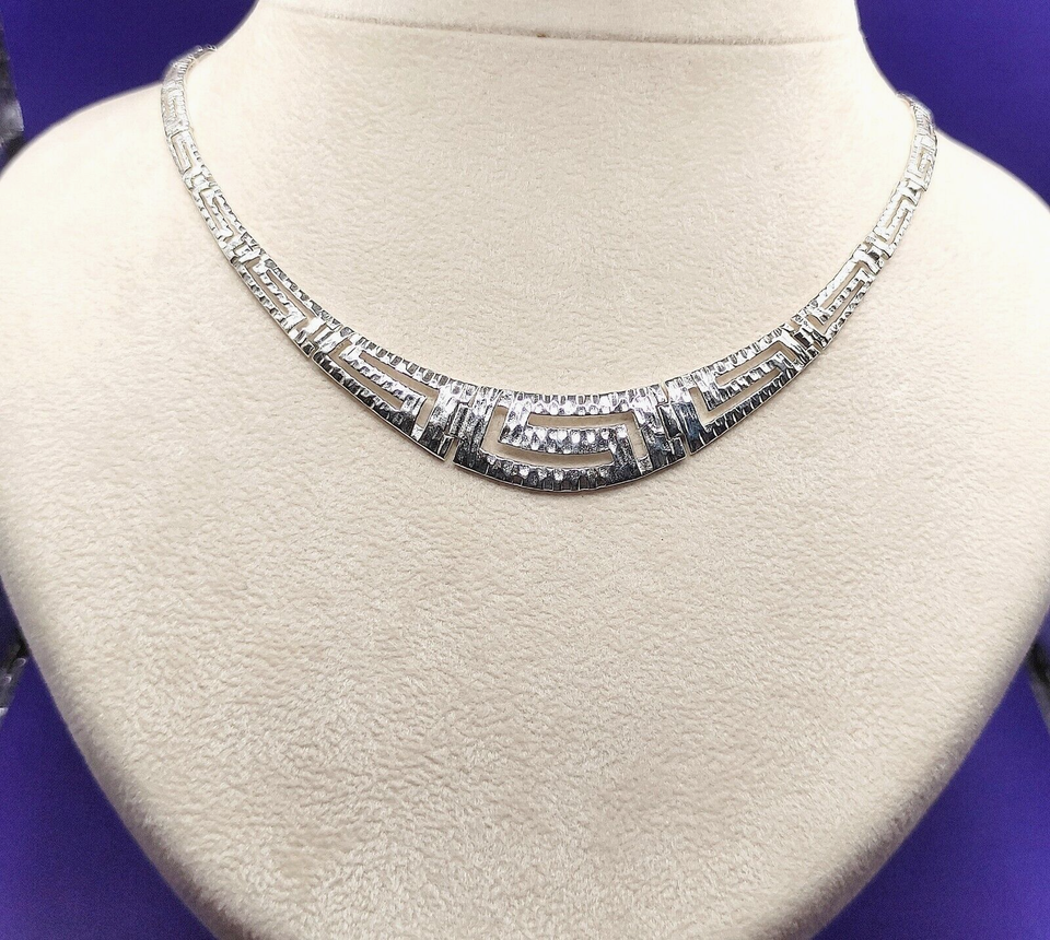 Handmade Sterling Silver 925 Greek Key Link Necklace | eBay