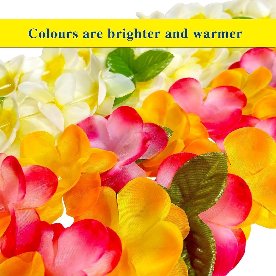 FreshDear 4pcs Hawaiian Flower Lei Garlands, Tropical Party Multi Color ...
