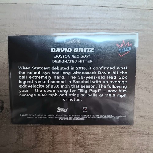 2025 Topps MLB Series 1 David Ortiz "Big Papi" Plakata! SSP #PLAK-16 ...
