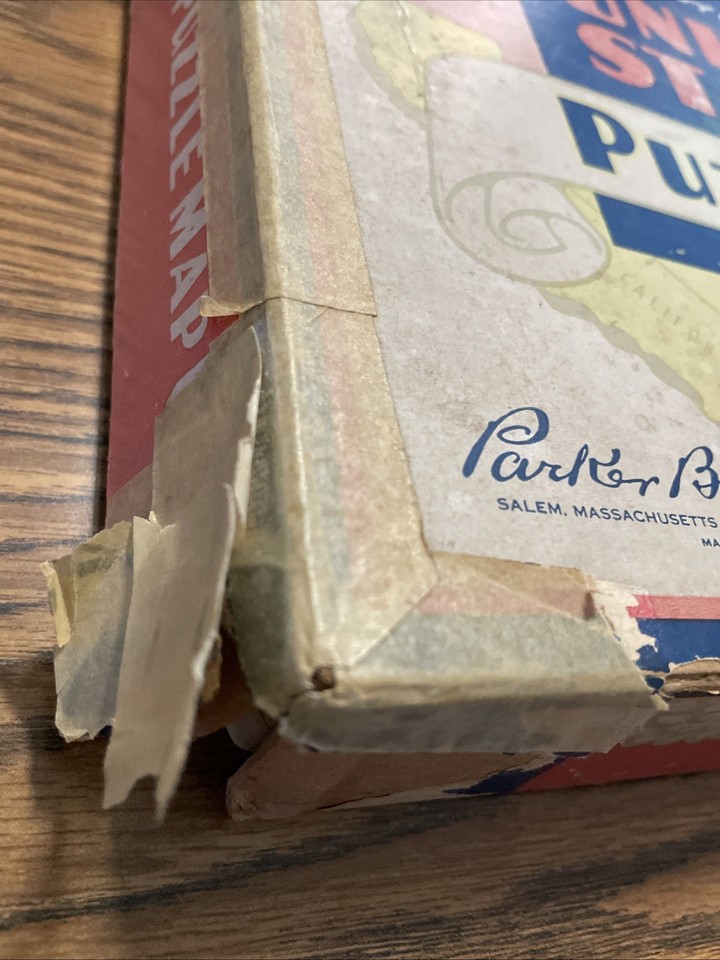 Vintage 1915 Parker Brothers U.S. Puzzle Map, 99% Complete w/Poor ...
