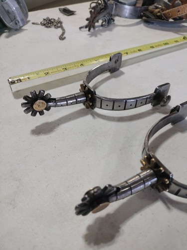 VINTAGE/RARE BOONE SPURS-BRASS ACCENTS-NO STRAPS-BEAUTIFUL DETAILS-FAST ...