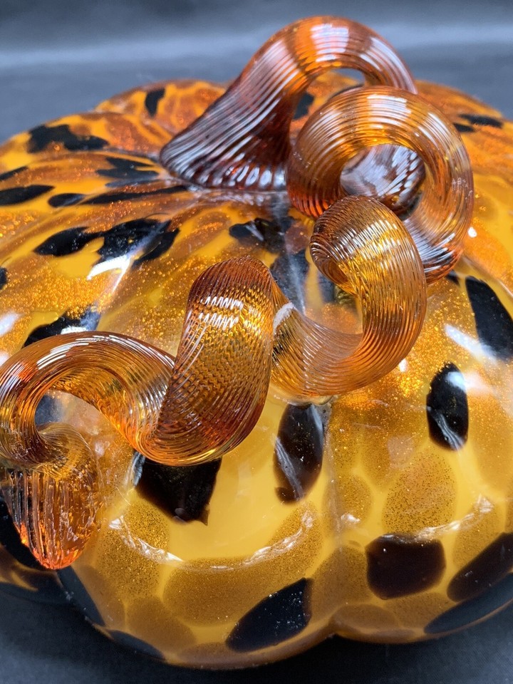Art Glass Pumpkin Gourd Cascading Stem Fall Autumn Halloween Decor 8 ...