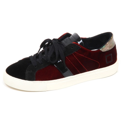 E3502 sneaker donna velvet D.A.T.E. NEWMAN scarpe nero/rosso velluto ...