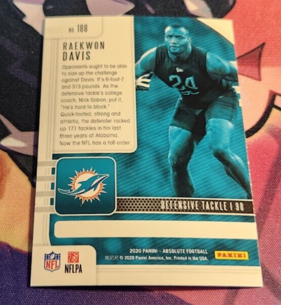 2020 Panini Absolute RAEKWON DAVIS Miami Dolphins Rookie Card RC | eBay
