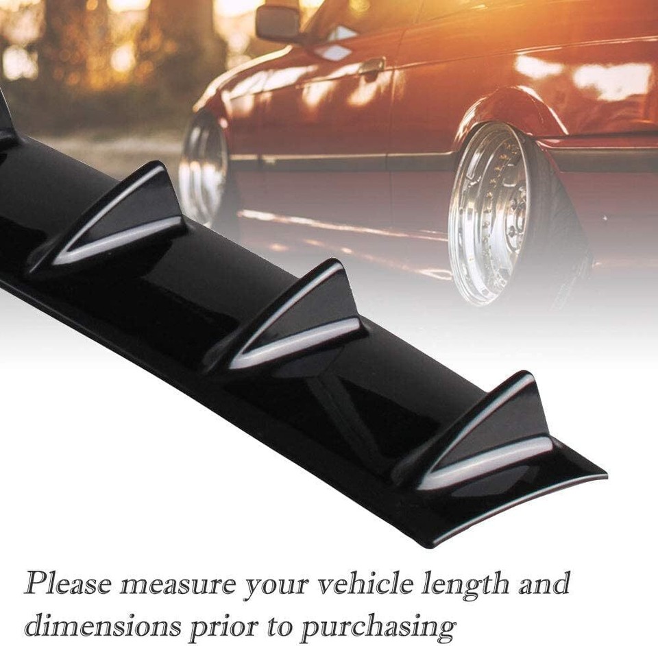 Universal Black Look Rear Lower Bumper Diffuser Fin Spoiler Lip Wing ...