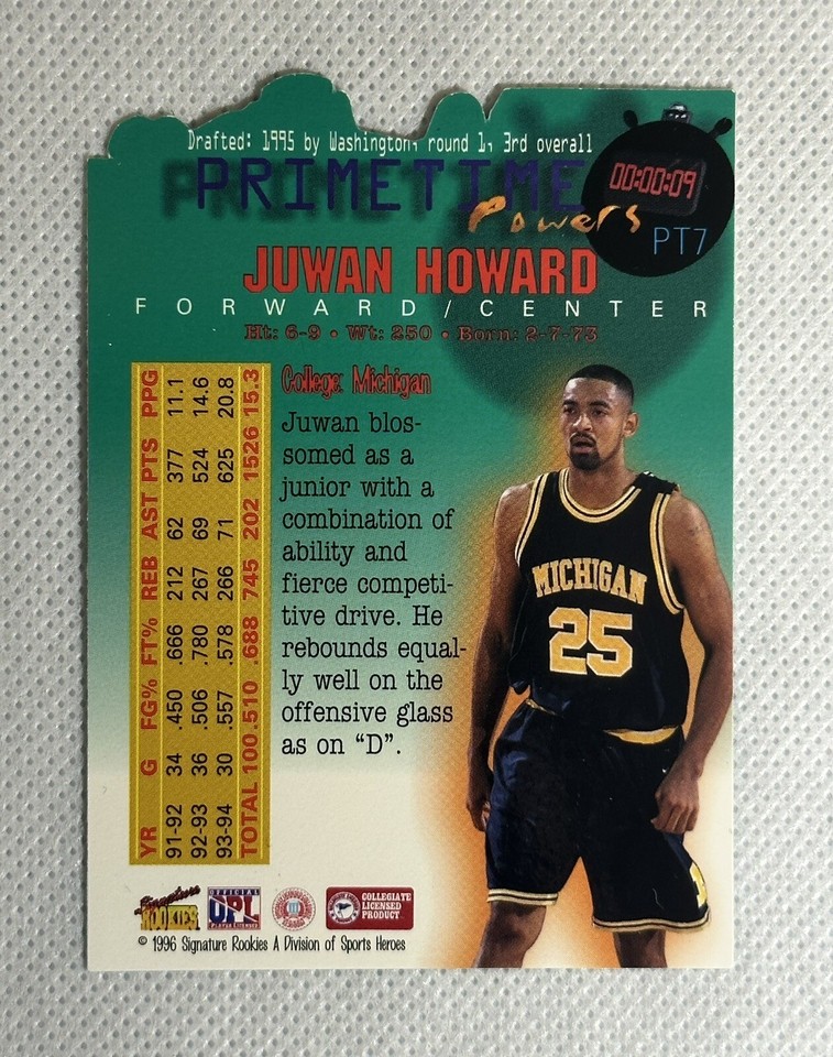 1995-96 Signature Rookies Juwan Howard PT7 Basketball Card RC Michigan ...