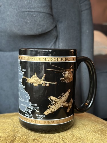 Operation Iraqi Freedom Coffee Mug with map of Iraq-2003 Black And Gold ...