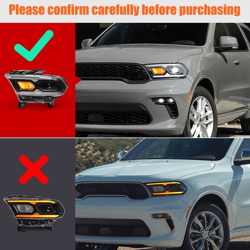For 2021-2024 Dodge Durango Black LED Headlight w/ Halogen Turn Signal ...